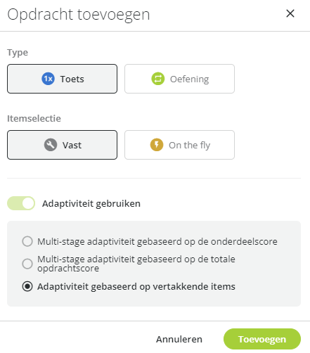 Adaptiviteit met vertakkende items gebruiken – Televic Education