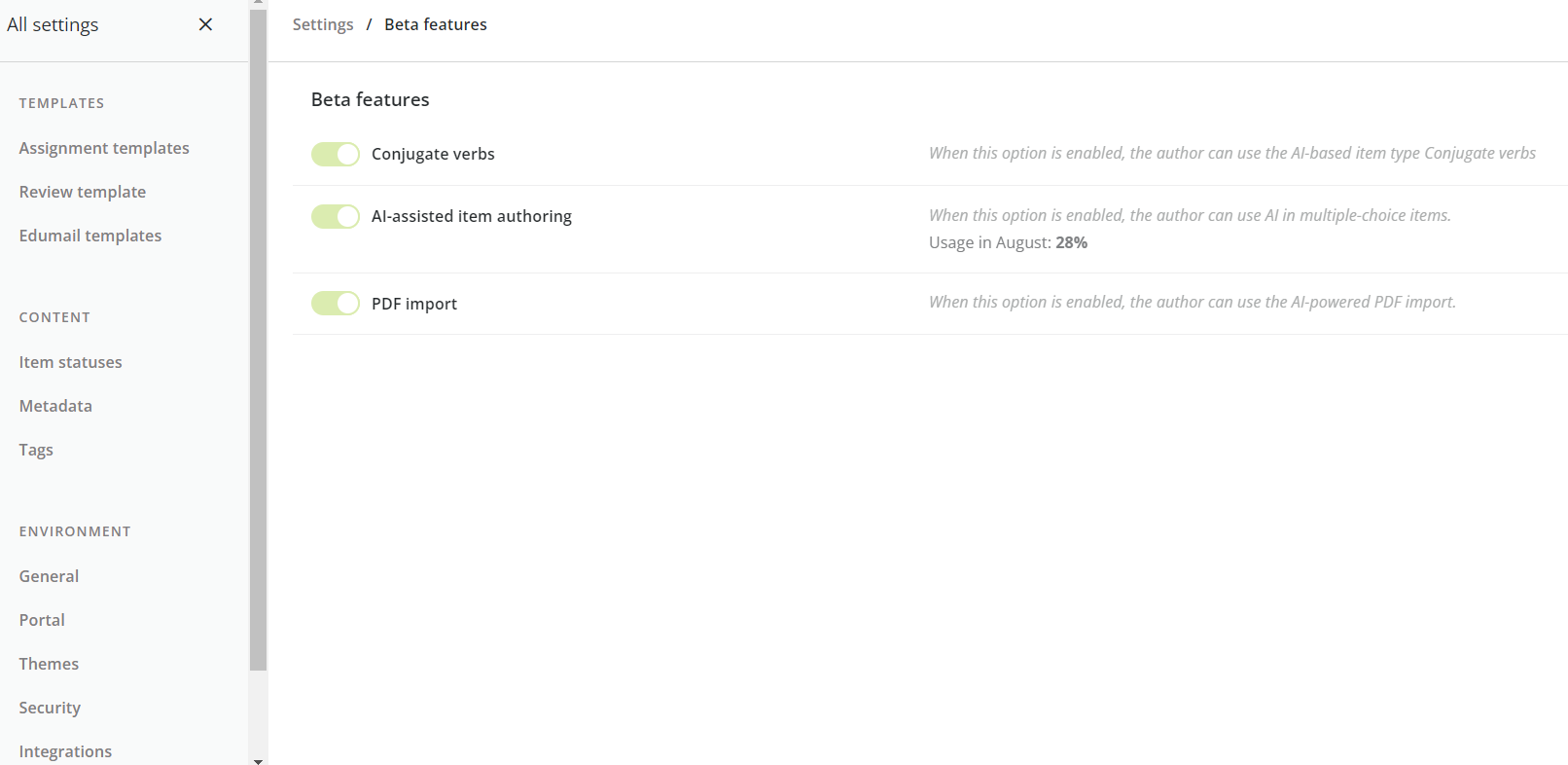 Enabling beta features – Televic Education