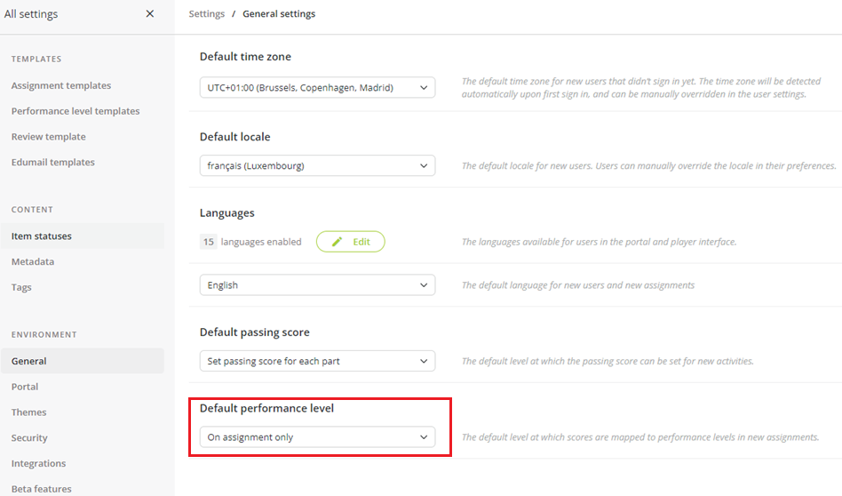 General settings – Televic Education