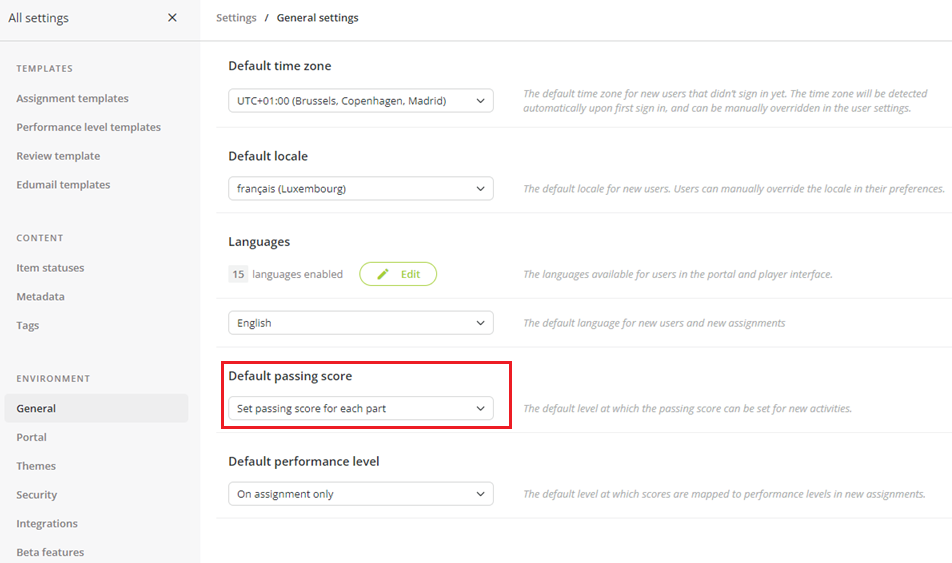 General settings – Televic Education