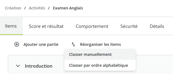 Modifier des items dans une activité – Televic Education