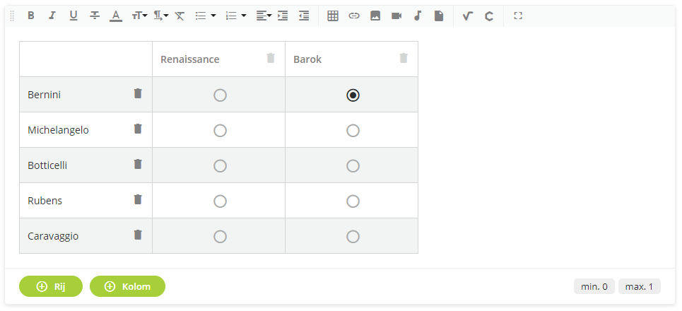 Meerkeuzematrix – Televic Education
