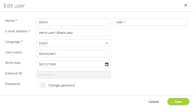 Editing a user – Televic Education
