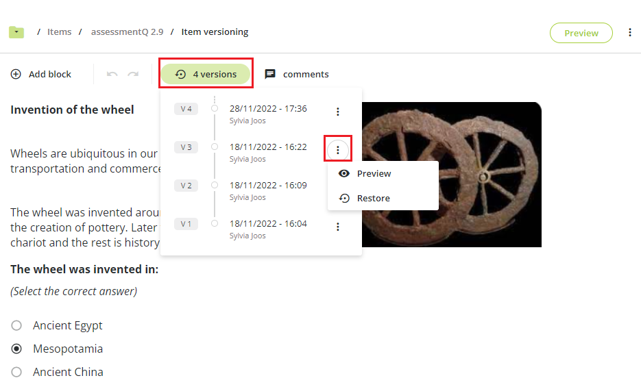 Viewing and restoring item versions – Televic Education