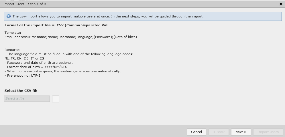 Importing users – Televic Education